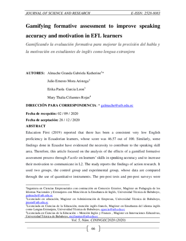 (PDF) Gamifying formative assessment to improve speaking accuracy and ...