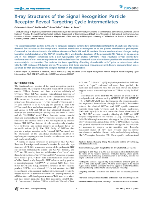 Pdf X Ray Structures Of The Signal Recognition Particle Receptor