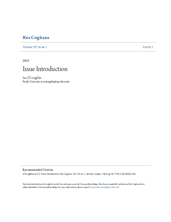 (PDF) Issue Introduction