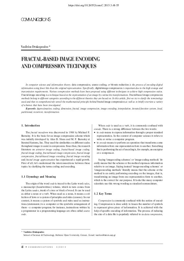(PDF) Fractal-Based Image Encoding and Compression Techniques