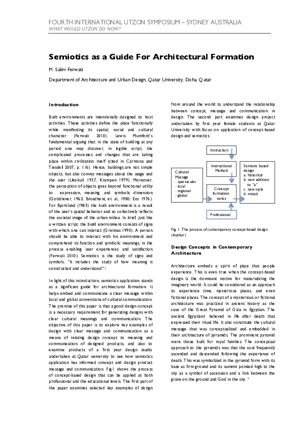(PDF) Semiotics as a Guide For Architectural Formation