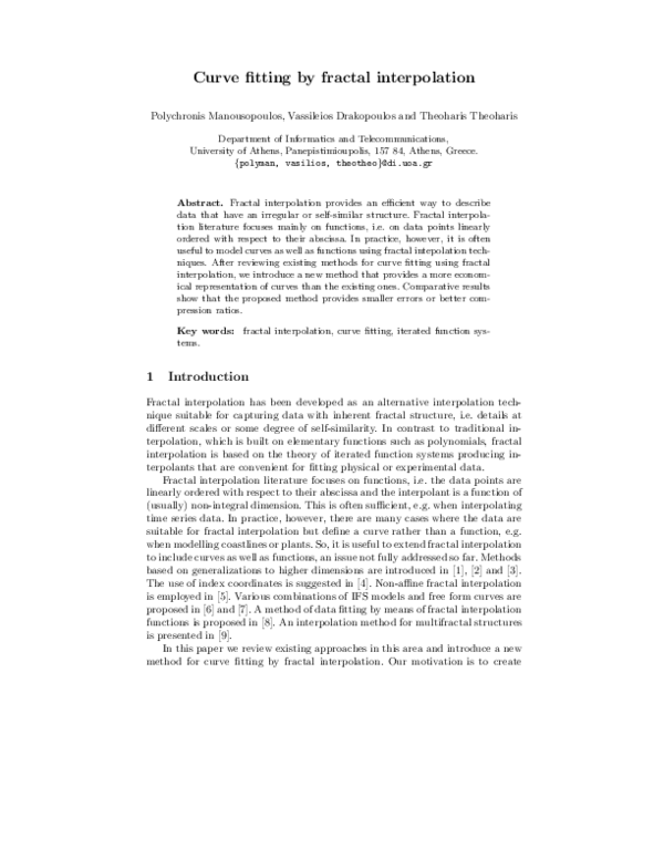 Pdf Curve Fitting By Fractal Interpolation