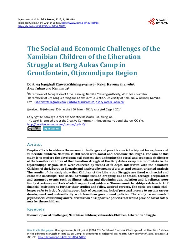(PDF) Social and economic challenges