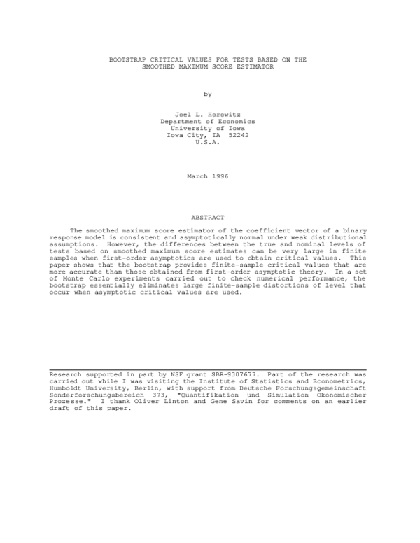 Pdf Bootstrap Critical Values For Tests Based On The Smoothed Maximum