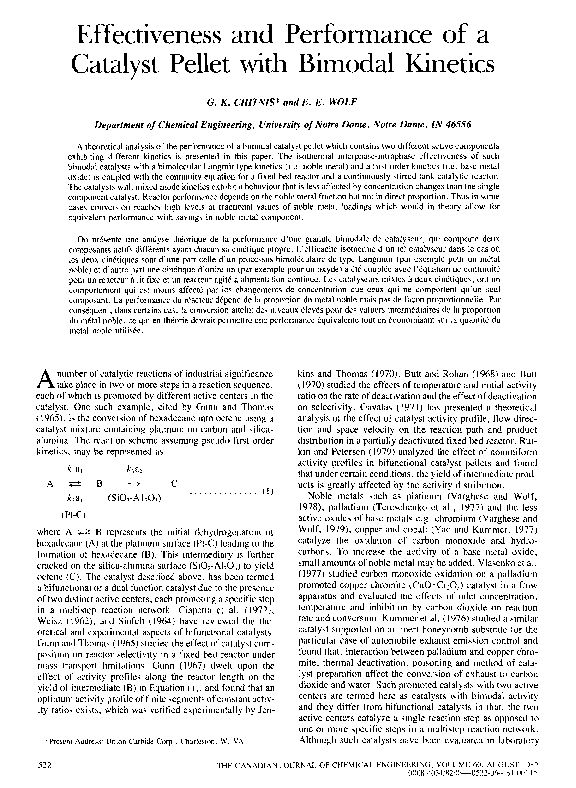 (PDF) Effectiveness and performance of a catalyst pellet with bimodal ...