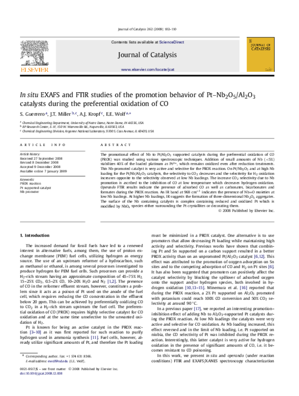 (PDF) In situ EXAFS and FTIR studies of the promotion behavior of Pt ...