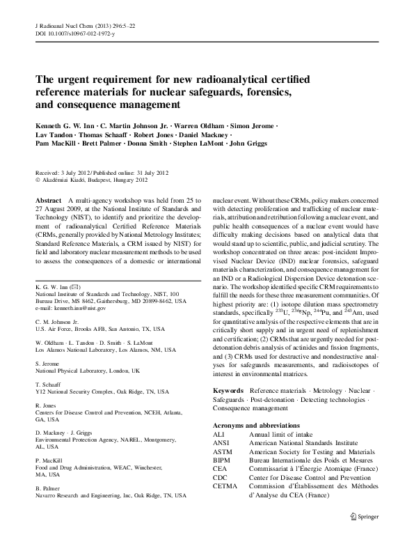 (PDF) The urgent requirement for new radioanalytical certified ...