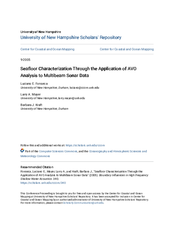 (PDF) Seafloor Characterization Through the Application of Avo Analysis ...