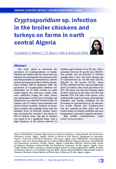 (PDF) Cryptosporidium sp. infection in the broiler chickens and turkeys ...
