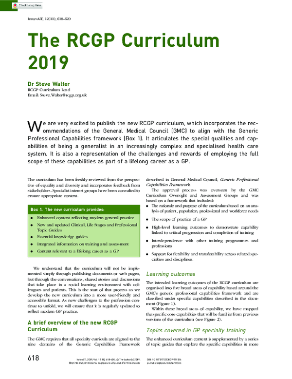 (PDF) The RCGP Curriculum 2019