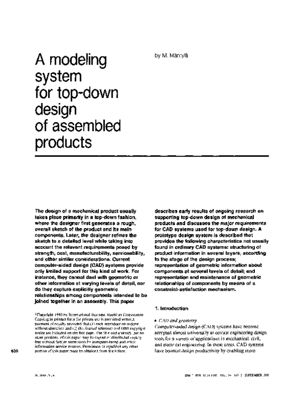 (PDF) A modeling system for top-down design of assembled products