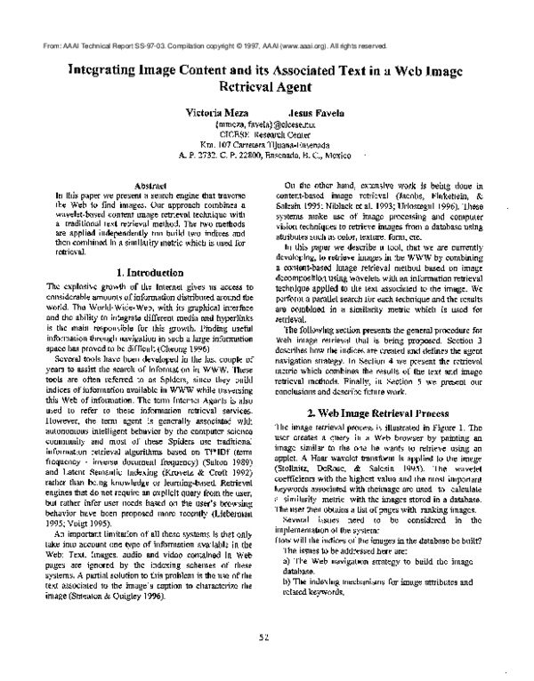 Pdf Integrating Image Content And Its Associated Text In A Web Image Retrieval Agent
