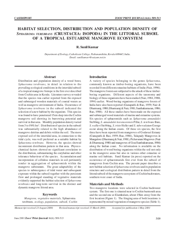 (PDF) Habitat selection, distribution and population density of ...