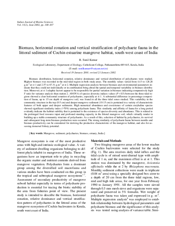 (PDF) Biomass, horizontal zonation and vertical stratification of ...