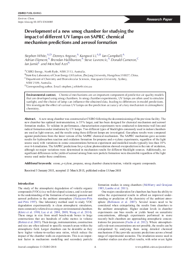 (PDF) Development of a new smog chamber for studying the impact of ...