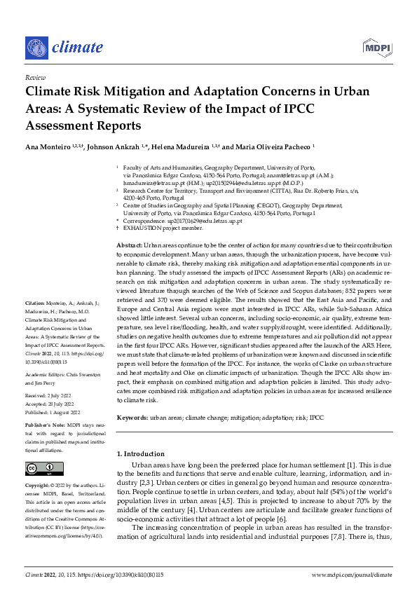 (PDF) Climate Risk Mitigation and Adaptation Concerns in Urban Areas: A ...