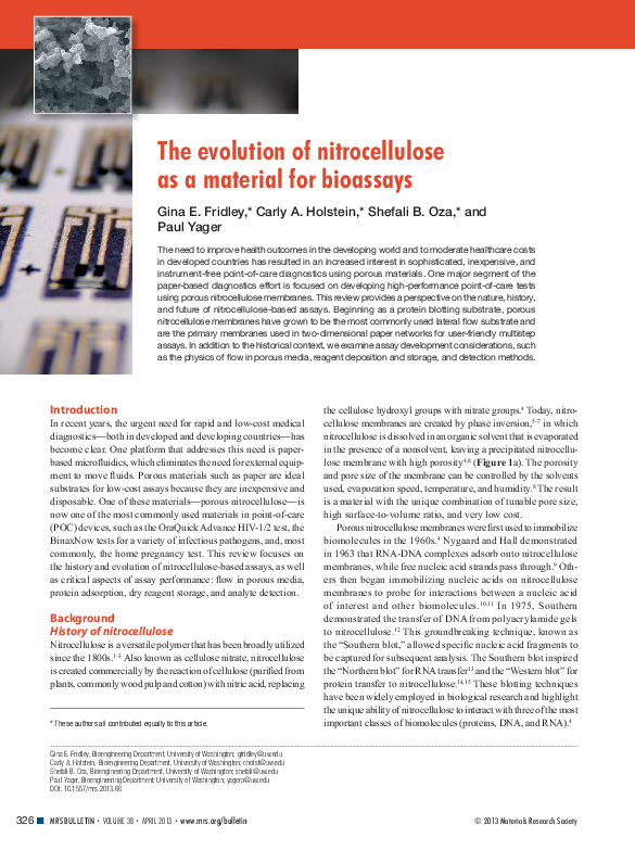 (PDF) The evolution of nitrocellulose as a material for bioassays