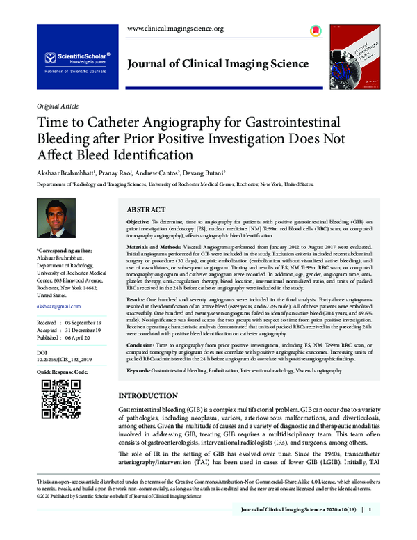 (PDF) Time to Catheter Angiography for Gastrointestinal Bleeding after ...