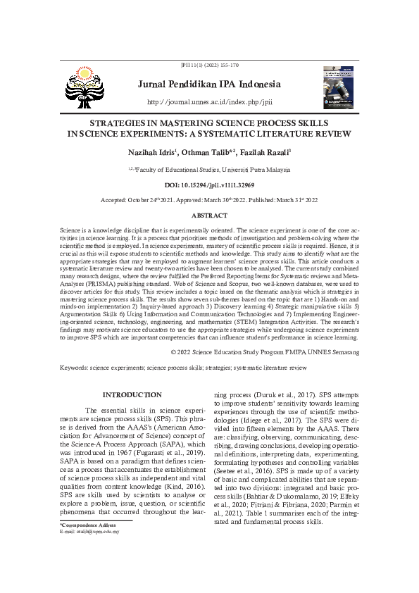 (PDF) Strategies in Mastering Science Process Skills in Science ...