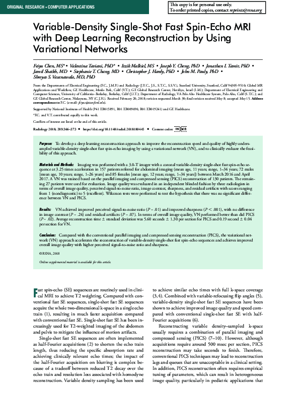 (PDF) Variable-Density Single-Shot Fast Spin-Echo MRI with Deep ...