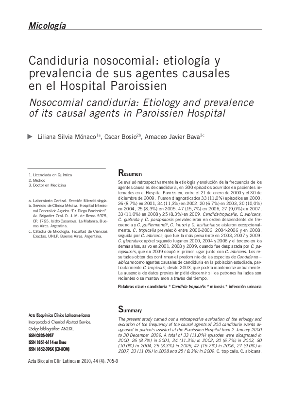 (PDF) Candiduria nosocomial: etiología y prevalencia de sus agentes ...