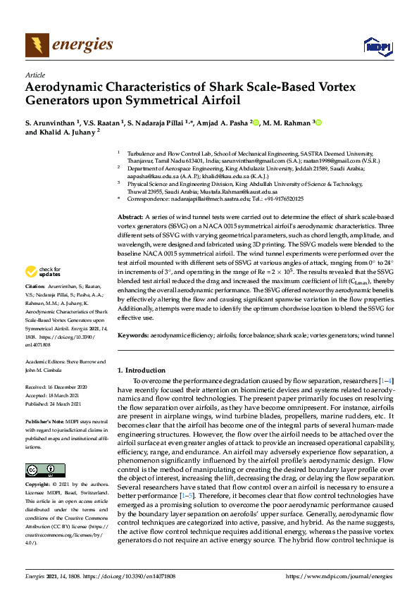 (PDF) Aerodynamic Characteristics of Shark Scale-Based Vortex ...