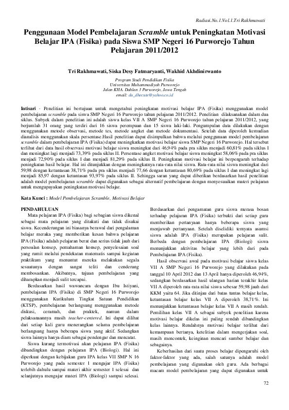 (PDF) Penggunaan Model Pembelajaran Scramble untuk Peningkatan Motivasi ...