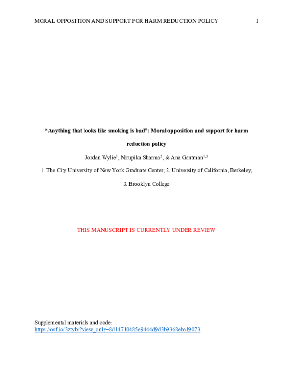(PDF) “Anything that looks like smoking is bad”: Moral opposition and ...