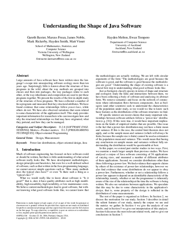 (PDF) Understanding the shape of Java software | Matt Visser - Academia.edu