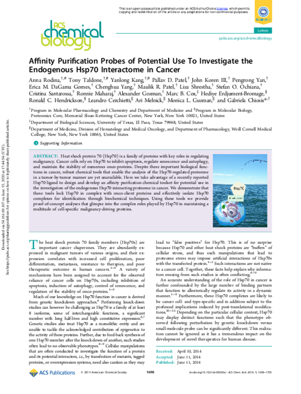 (PDF) Affinity Purification Probes of Potential Use To Investigate the ...