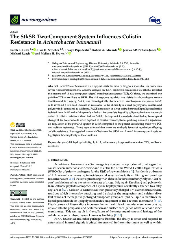 (PDF) The StkSR Two-Component System Influences Colistin Resistance in ...