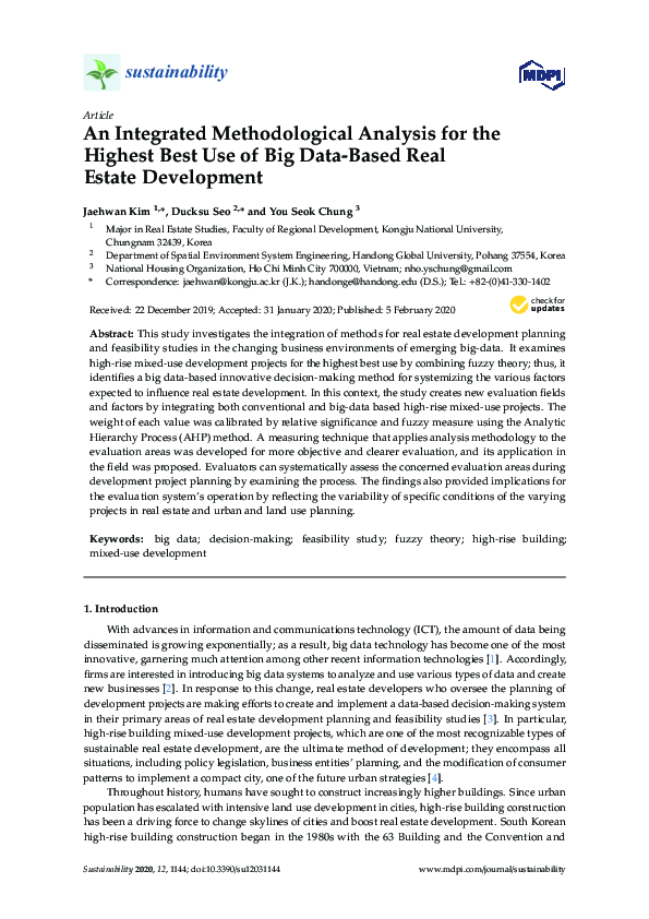 (PDF) An Integrated Methodological Analysis for the Highest Best Use of ...