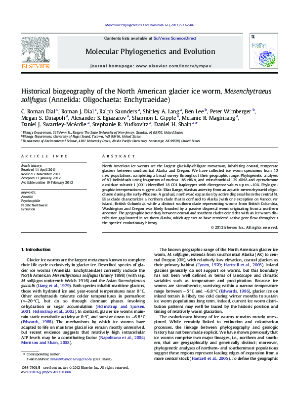 (PDF) Historical biogeography of the North American glacier ice worm ...