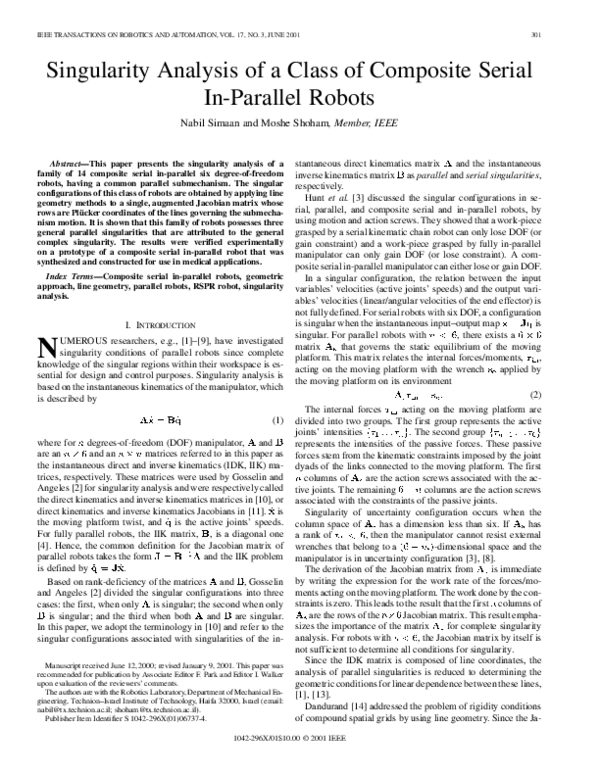(PDF) Singularity analysis of a class of composite serial in-parallel ...