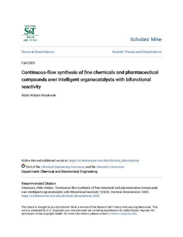 (PDF) Continuous Flow Synthesis of Fine Chemicals and Pharmaceutical ...