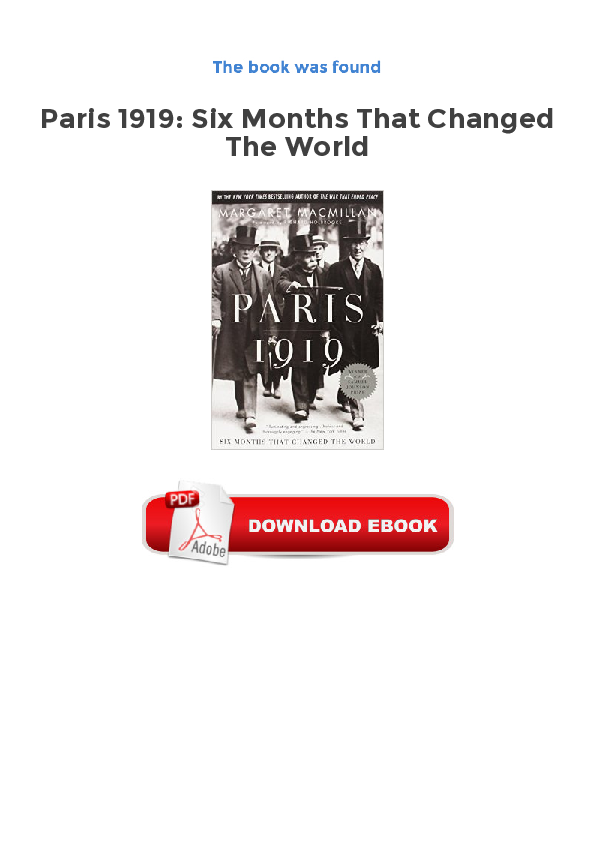 (PDF) Paris 1919: Six Months That Changed the World