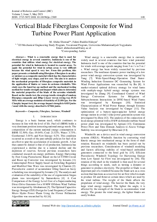 (PDF) Vertical Blade Fiberglass Composite for Wind Turbine Power Plant ...