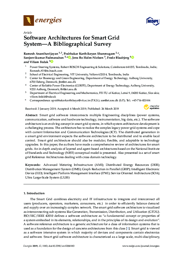 (PDF) Software Architectures for Smart Grid System—A Bibliographical Survey | Jens Bo Holm ...