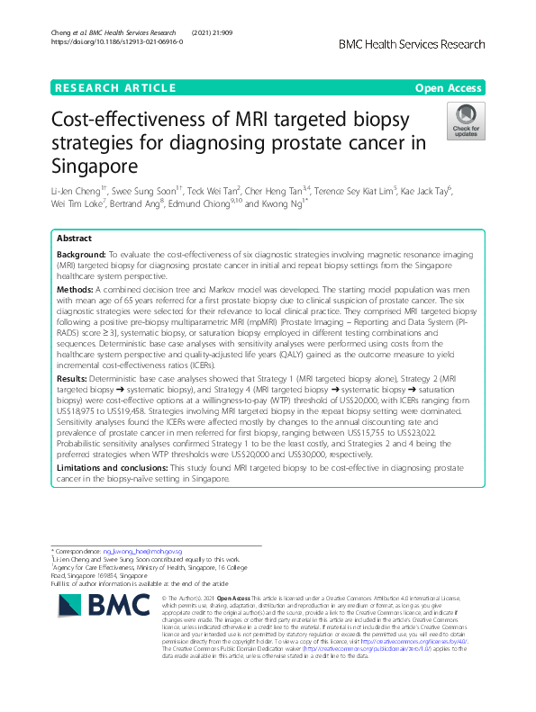 (PDF) Cost-effectiveness of MRI Biopsy Strategies for Prostate Cancer
