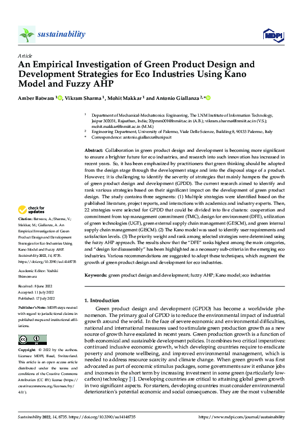 (PDF) An Empirical Investigation of Green Product Design and Development Strategies for Eco ...
