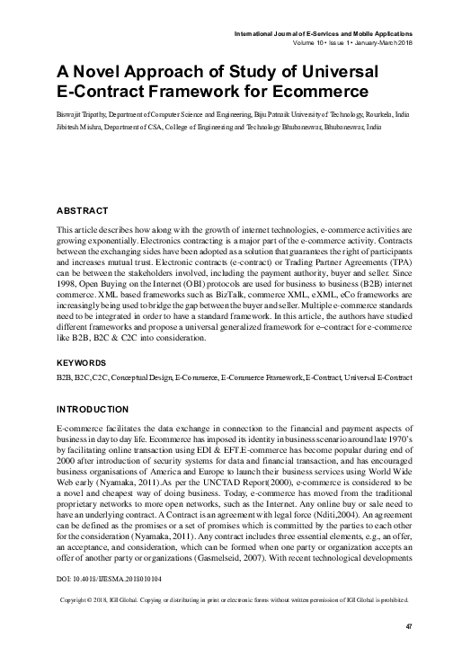 (PDF) A Novel Approach of Study of Universal E-Contract Framework for ...
