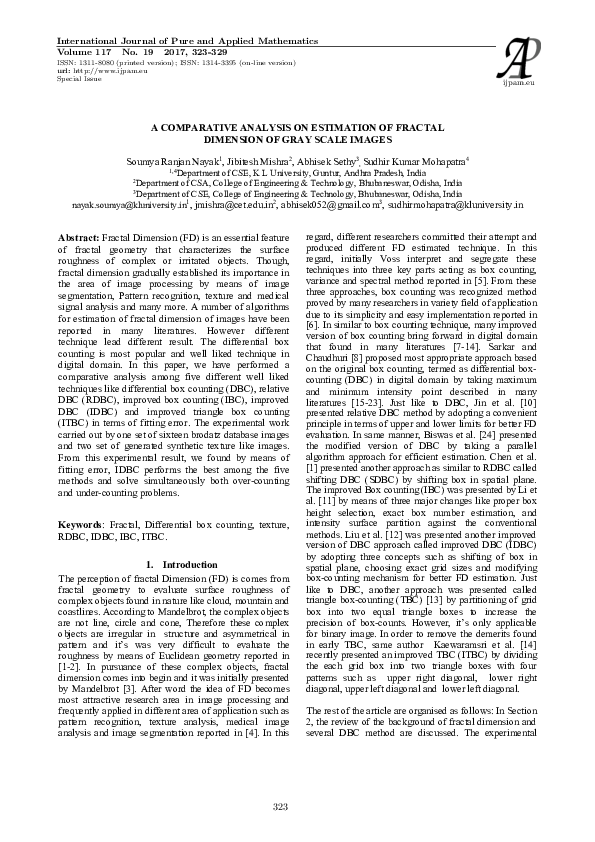 Pdf A Comparative Analysis On Estimation Of Fractal Dimension Of Gray