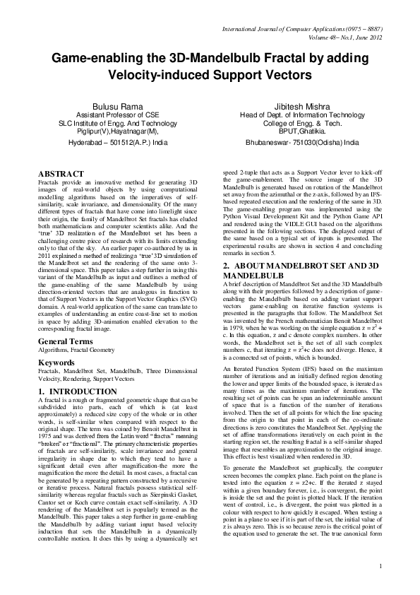 (PDF) Generation of 3D fractal images for Mandelbrot set