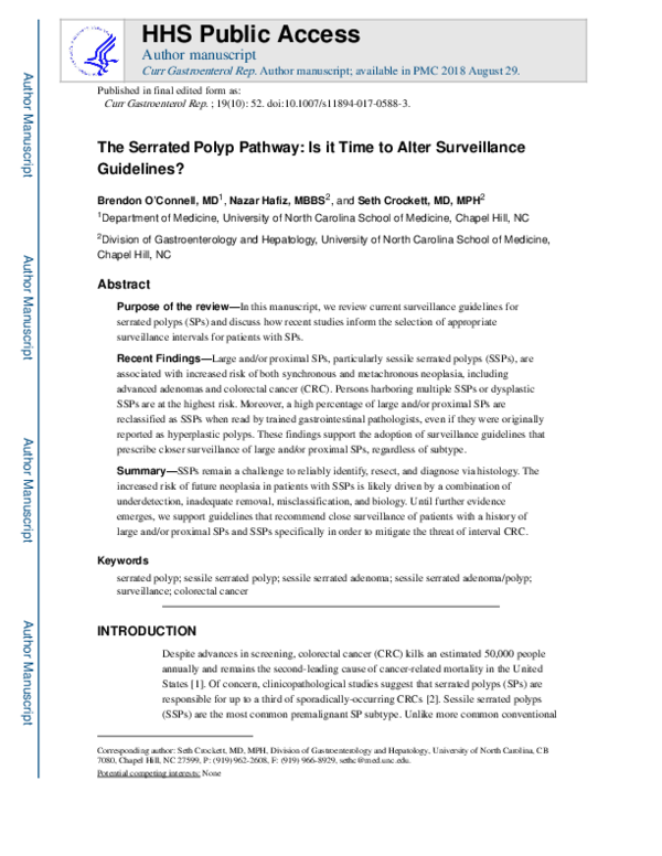 (PDF) The Serrated Polyp Pathway: Is It Time to Alter Surveillance ...