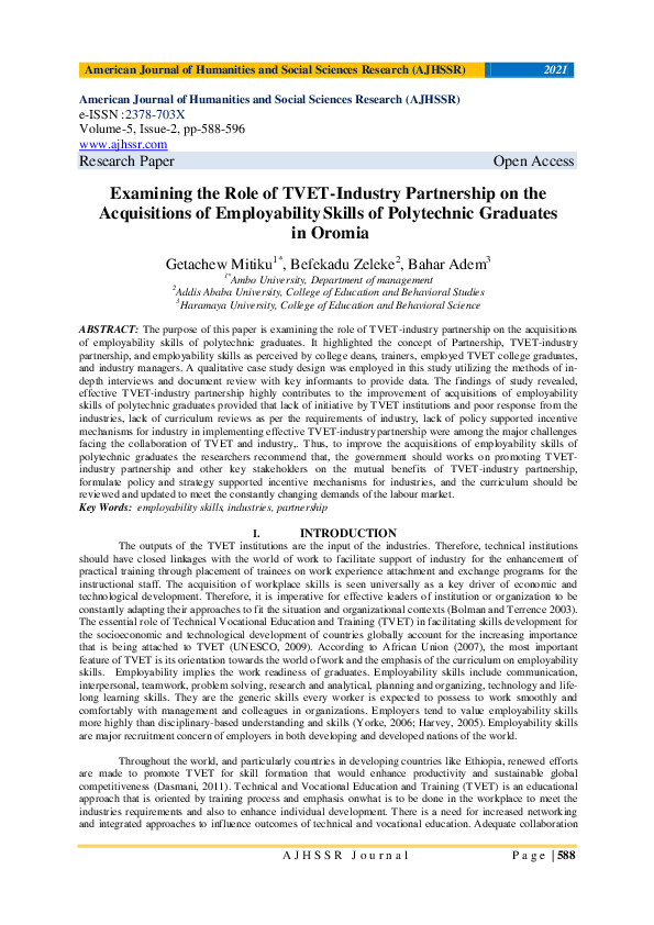 (PDF) Examining the Role of TVET-Industry Partnership on the ...