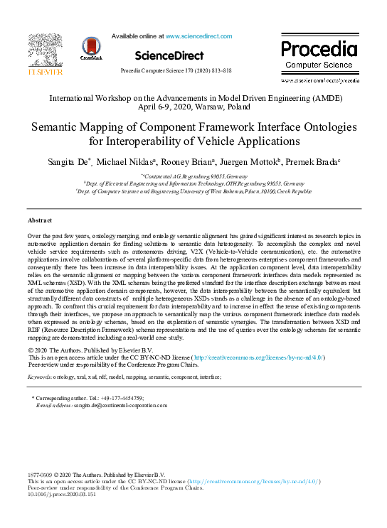 (PDF) Semantic Mapping of Component Framework Interface Ontologies for Interoperability of ...