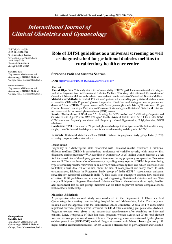 (PDF) Role of DIPSI guidelines as a universal screening as well as ...