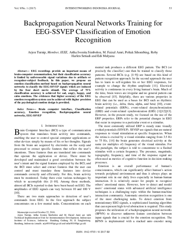 (PDF) Backpropagation neural networks training for single trial EEG classification