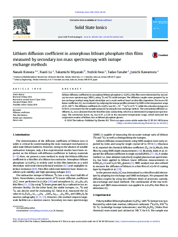 (PDF) Lithium diffusion coefficient in amorphous lithium phosphate thin ...
