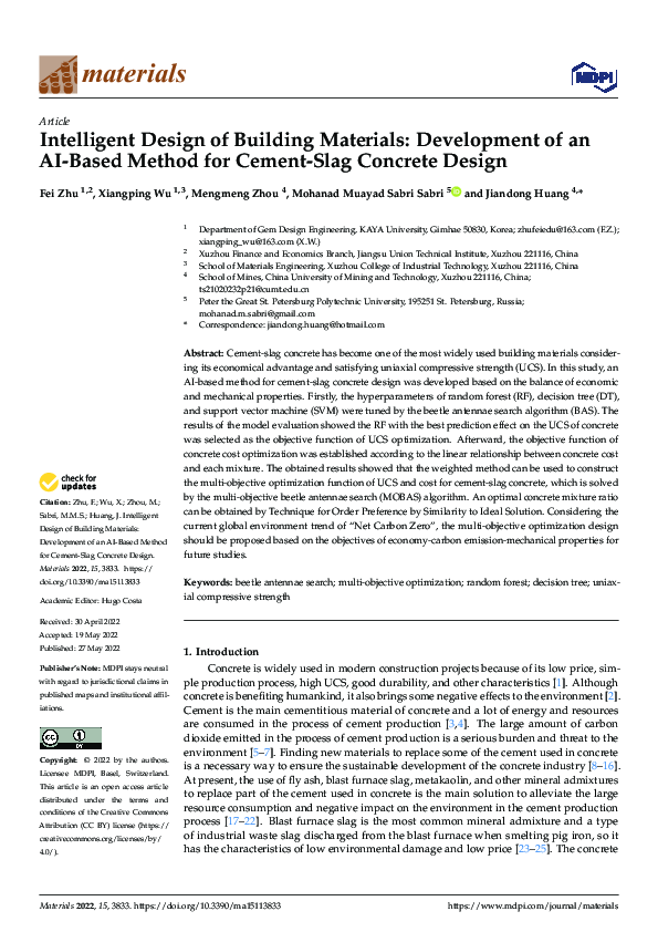 (PDF) Intelligent Design of Building Materials: Development of an AI ...